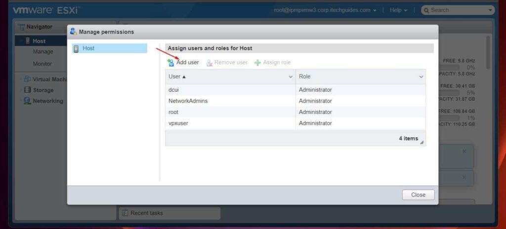 How to Create Users and Roles in a VMWare ESXi Host Client - Cloudspress