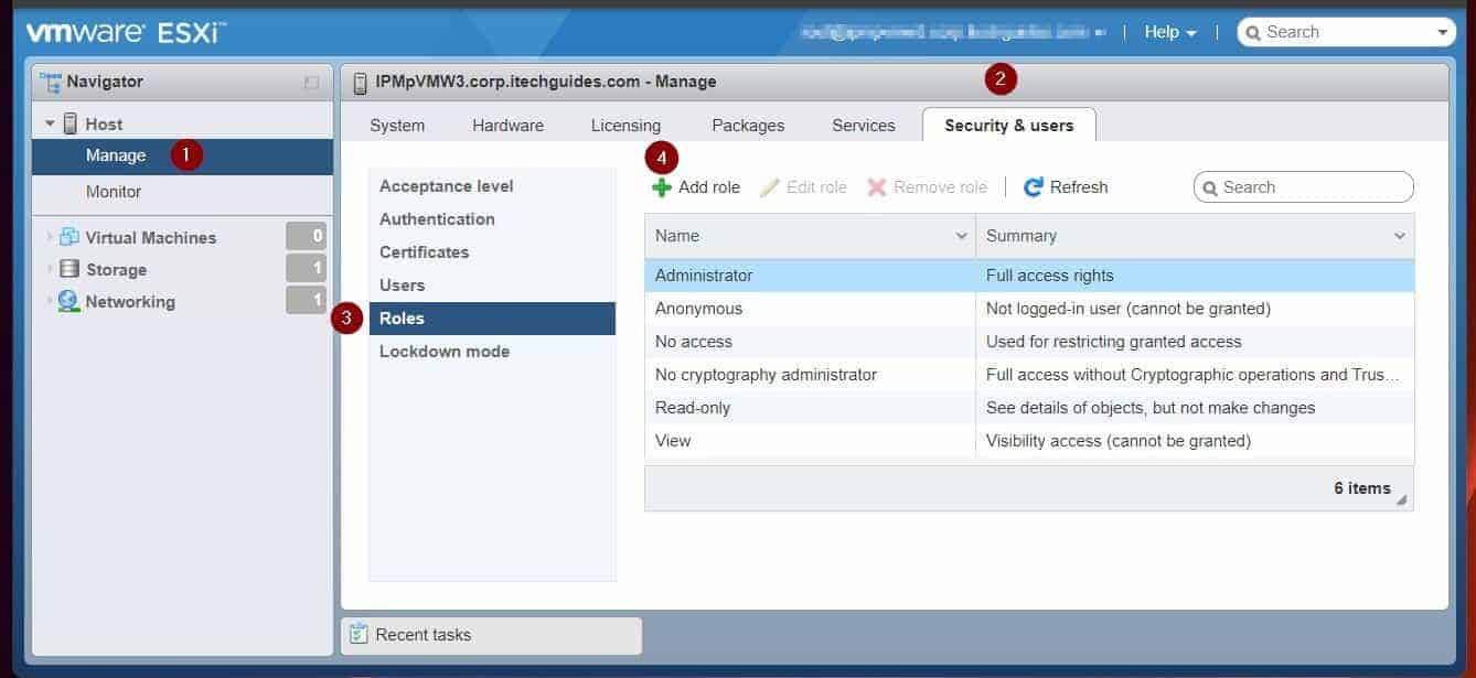 How to Create Users and Roles in a VMWare ESXi Host Client - Cloudspress