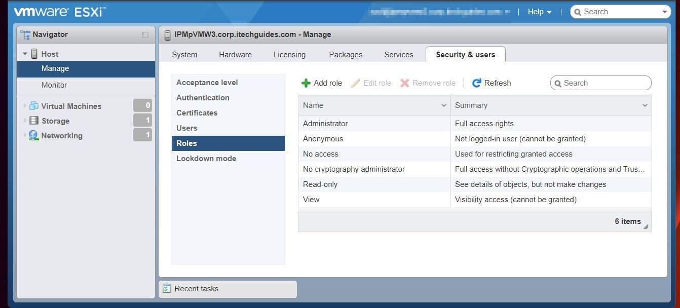 How To Create Users And Roles In A Vmware Esxi Host Client Cloudspress