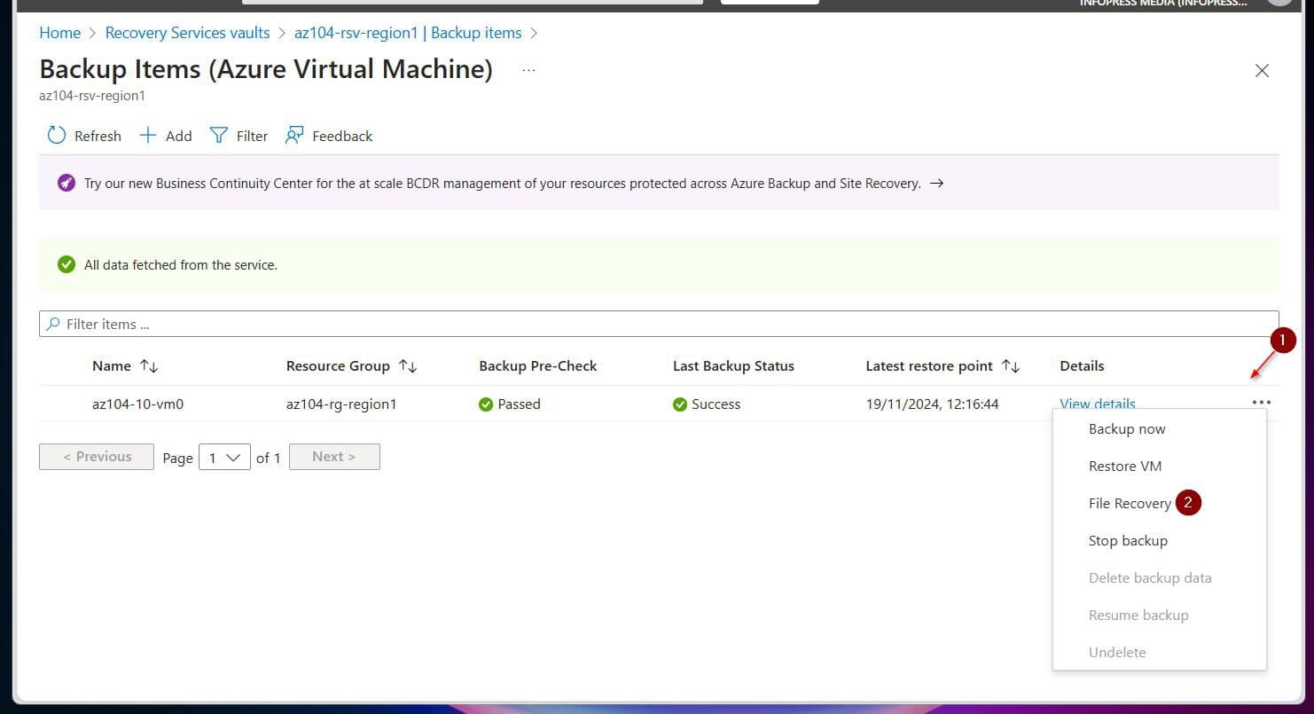 How to Restore a File to a VM with Azure Recovery Services Vault - Cloudspress