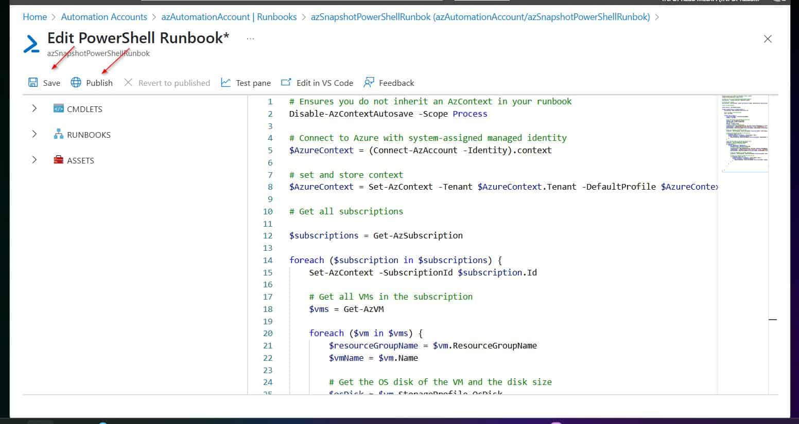 How to Automate Azure VM Snapshots with a PowerShell Runbook - Cloudspress