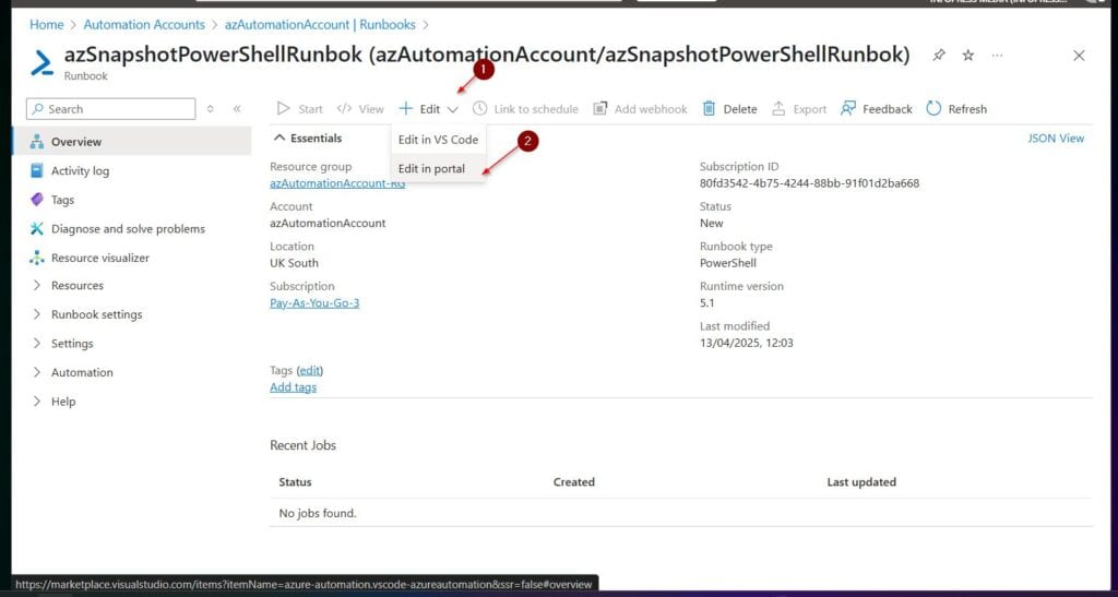 How to Automate Azure VM Snapshots with a PowerShell Runbook - Cloudspress